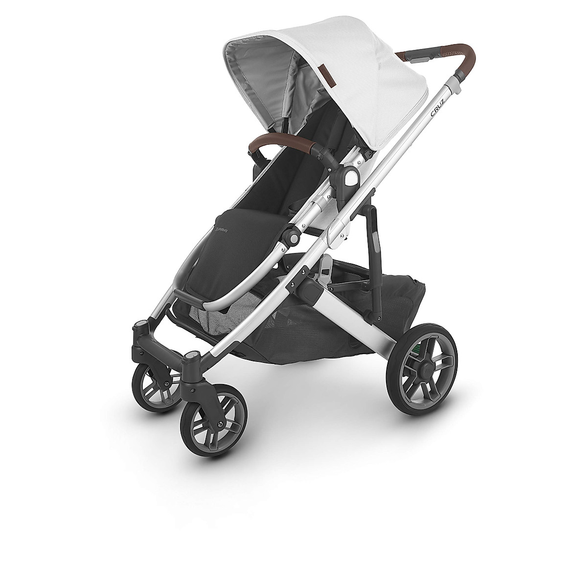 UPPAbaby Cruz V2 Stroller - Bryce (White Marl/Silver/Chestnut Leather) + Mesa Infant Car Seat - Bryce (White Marl)