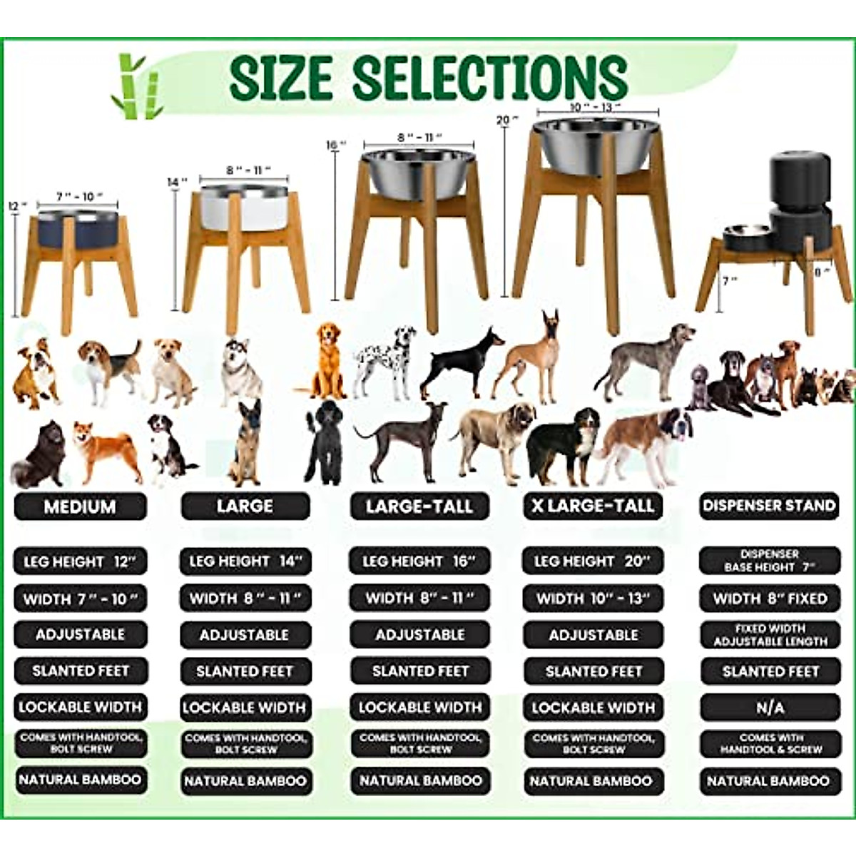 Dog Bowl Stand for Medium to Large Dog Breeds - 12-inch High, Adjustable Width with Locks - Dog Water, Food Dish Compatible - Tip-Over Resistant