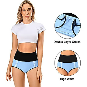 MISSWHO Cotton High Waisted Womens Underwear, Tummy Control Postpartum Essential Panties Full Coverage, C Section Ladies Briefs Plus Size Underpants 5 Pack Size 7 Large