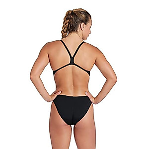 ARENA Women's Solid Team MaxLife Swimsuit Challenge Back One Piece Ladies Bathing Suit Competition Training Athletic Swimwear, Black/White, US Size 30