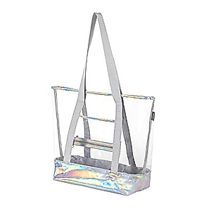 muslanka Large Clear Tote Bag，Clear Women's Handbag For Work, Travel, Shopping, Sports (With Detachable Zipper Pocket)