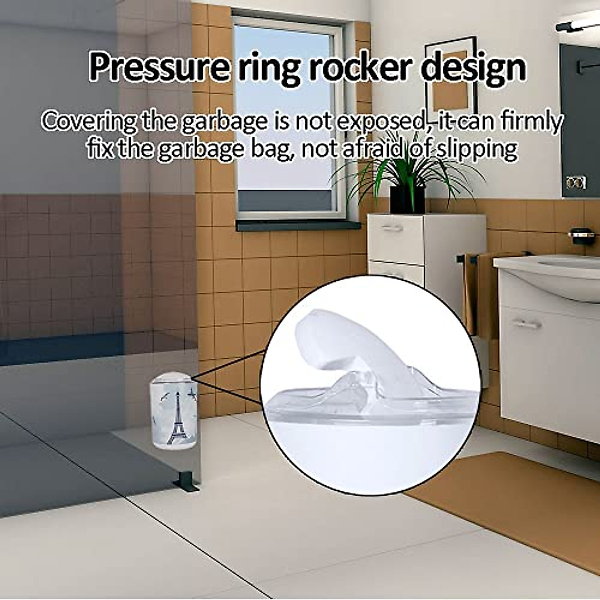 Bathroom Accessories Set 6 Pcs, Soap Dispenser Soap Dish Toothbrush Cup Toothbrush Holder Toilet Brush Trash Can, Bathroom Decor for Home Washing Room