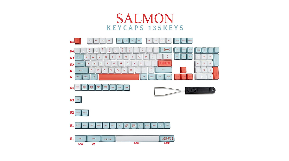 MOLGRIA Salmon MDA Keycaps - Custom Gaming Set