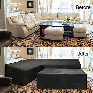 BOSKING Patio Furniture Covers 87"(Left) x112(Right) L-Shaped Sectional Garden Sofa Cover 420D Heavy Duty Waterproof Dustproof Furniture Protection Corner Sofa Cover for Outdoor Indoor Veranda Black