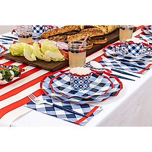 Simply Baked Large 5 Ounce Disposable Paper Baking Cups, 100 Pack of Cupcake Muffin Wrappers for Baking or Party, Treats, Candy, and Snack Cups, Patriotic Gingham