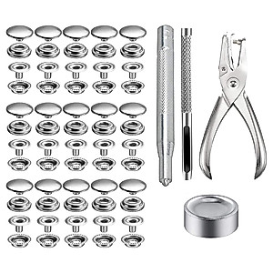 200 Pieces Stainless Steel Snap Fastener Kit, BetterJonny 15mm Heavy Duty Snap Button Press Stud Cap with Pliers and 3 Setting Tools for Marine Boat Canvas Bag Leather DIY Craft