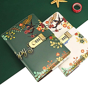 Code Lock Diary Journal Notebook,A5 Christmas Password Notebook Organizer Secret Digital Diary Journal Planner for Kids Diary Gift Notebook (Green)