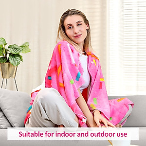 Donut Blanket Double Sided 80 inch, Donut Throw Blanket Funny Blankets Food Blankets for Adult Kids, Realistic Food Throw Blanket Kids Throw Blanket