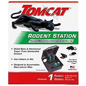 Tomcat Rodent Station, Includes 1 Rodent Station with 4 Bait Securing Rods and 1 Security Key - Fits Rat or Mouse Sized Traps (Baits & Traps Sold Separately) - Use Indoors or Outdoors
