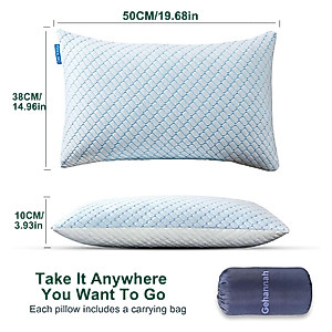 Gehannah Travel Pillow - Large Size Compressible Camping Pillow for Sleeping, Shredded Memory Foam Pillow with Storage Bag Compact Supportive, Pillow for Adults Kids Outdoor Backpacking Hiking Gear