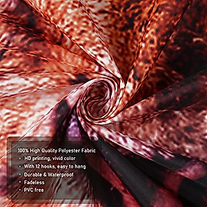 Likiyol 4 Pcs Red Rose Shower Curtain Sets with Non-Slip Rugs, Toilet Lid Cover and Bath Mat, African Leopard Cheetah Shower Curtain with 12 Hooks, Flower Butterfly Bathroom Set