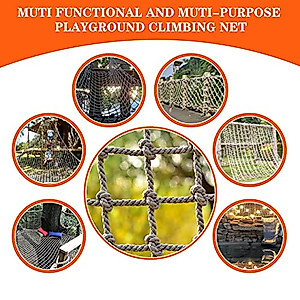 3.3' X 6.6' Polyester Playground Net, Heavy Duty Large Military Climbing Cargo Net, Kids Safety Protection Net, Rope Ladder, Swingset, for Kids & Adult, Indoor & Outdoor, Treehouse, Jungle Gyms …