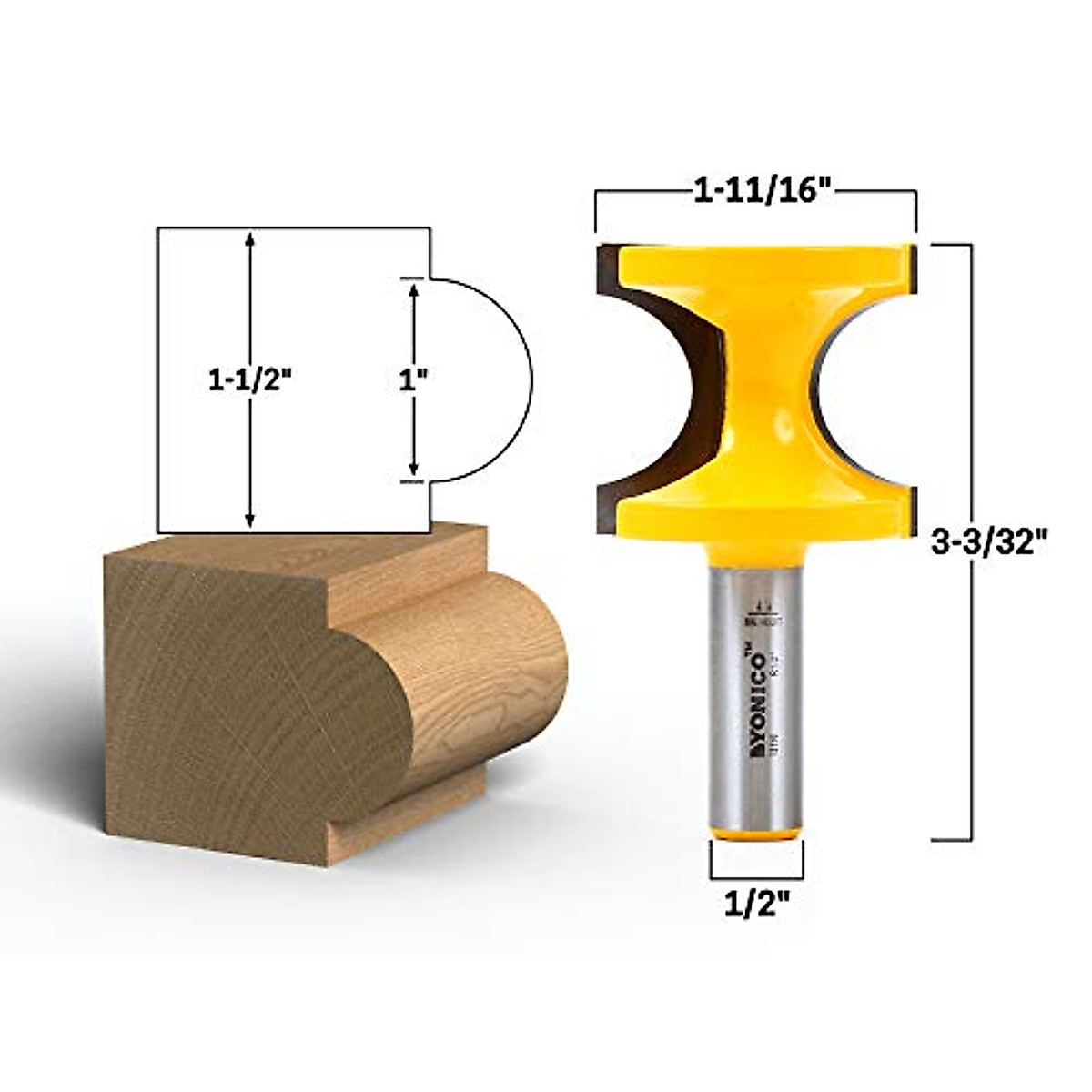 YONICO 13118 1-Inch Bead Bullnose Router Bit 1/2-Inch Shank