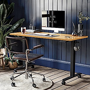 FEZIBO Dual Motors Standing Desk 55 x 24 Inches, Adjustable Height Electric Stand up Desk, Bamboo Wood