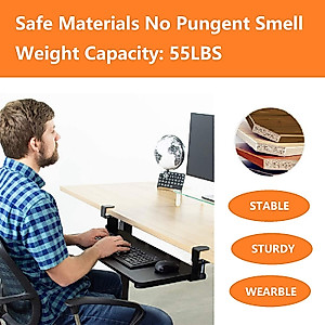 Keyboard Tray Under Desk - Adjustable Ergonomic Sliding Tray, 30.3 (Including Clamps) x 10 inch Large Slide-Out Platform Computer Drawer, Up to 3.1" Thick