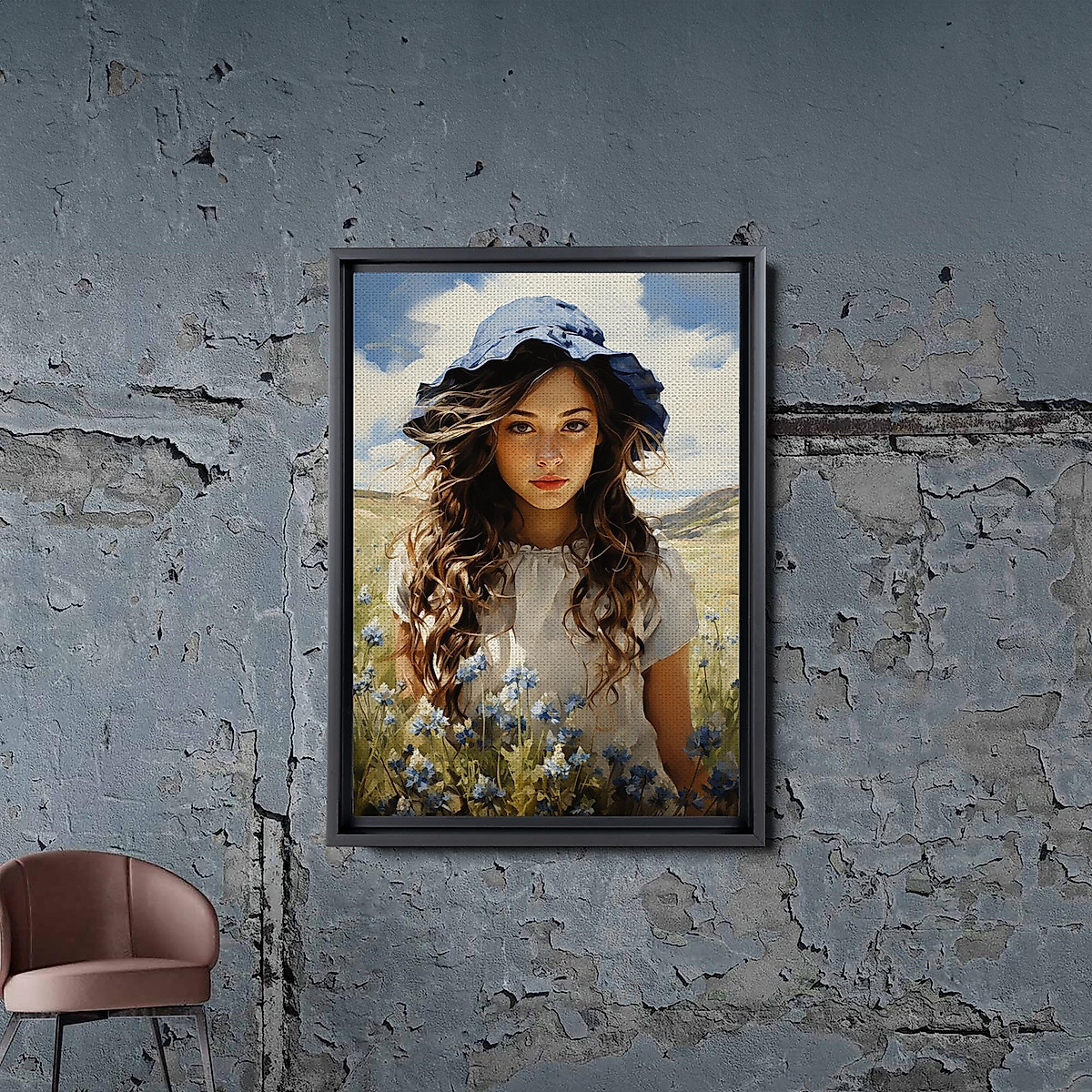 Native Texas, Texas Hill Country Bluebonnet Landscape, Fine Art Print mounted in an white mat board, ready to frame, Canvas Prints, Home Decor