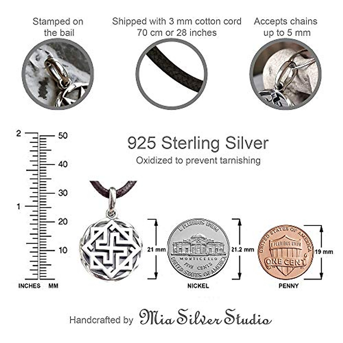 925 Sterling Silver Viking Valkyrie Necklace - Nordic Scandinavian Pendant - Ancient Warrior Symbol Protection Amulet - Wiccan Norse Mythology Jewelry for Men Women - Handmade