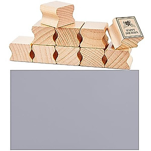 Sasylvia 10 Pcs Blank Hard Wood Rubber Stamp Mounts with A4 Size Grey Rubber Stamp Sheet Laser Engraver Accessories Rubber Stamp Carving Tools Soft Rubber Mat Carving Blocks (Gray, 1 x 1 Inch)