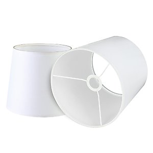 Set of 2 Double Medium Lamp Shades, White Drum Lamp Shade for Table Lamp and Floor Light, Fabric Natural Linen Handmade, 8x10x8.5 inch, Spider (White)
