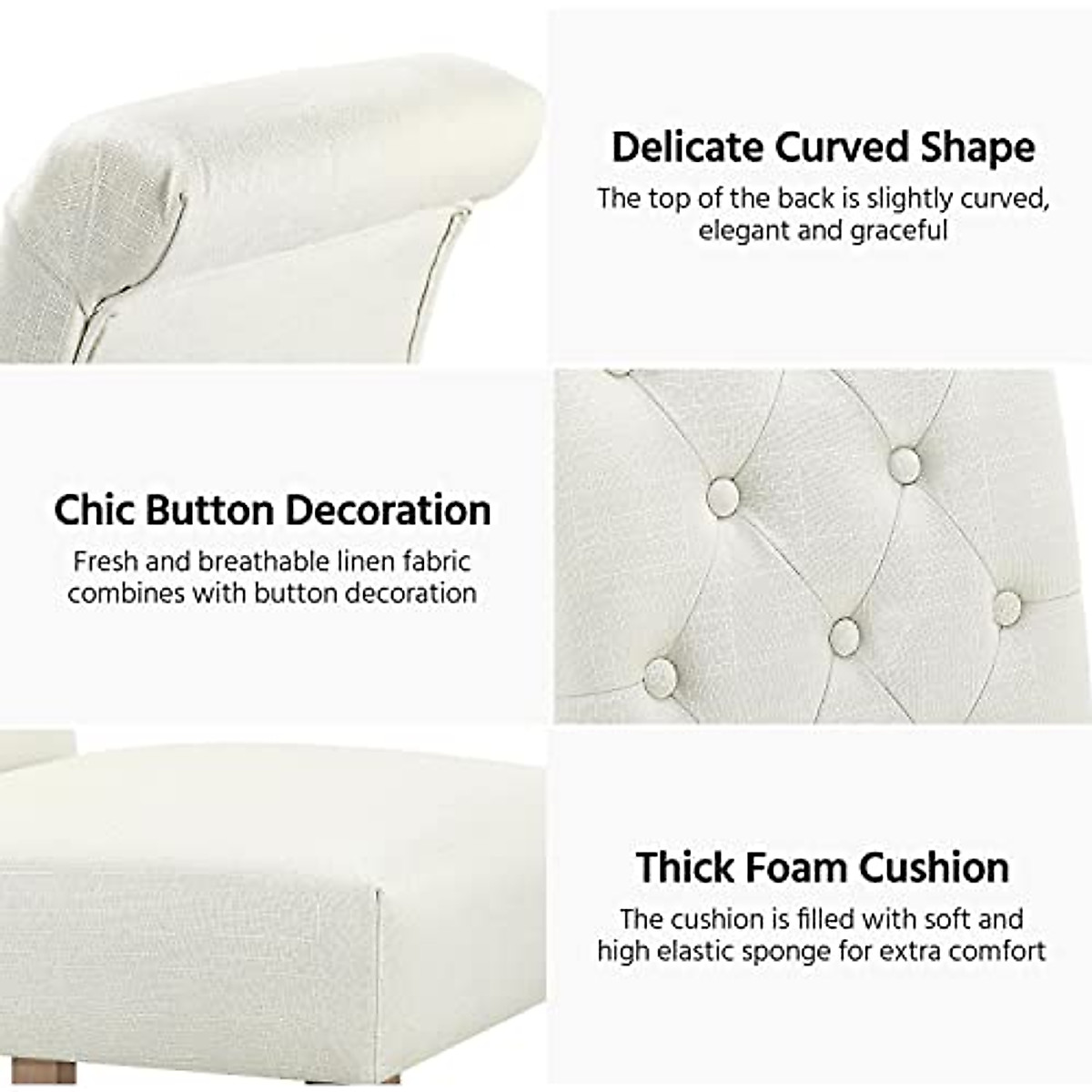Yaheetech Tufted Dining Chairs Button Parsons Diner Chair Upholstered Fabric Dining Room Chairs with Solid Wood and Padded Seat Stylish Dining Chairs Kitchen Chairs Set of 2, Beige