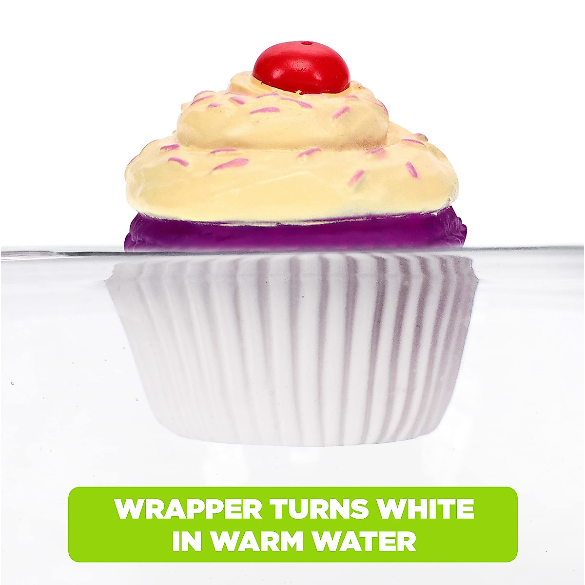 Idea Factory Color Changing Cupcake Bath Squirter Toys - Party Favors, Educational, Bath Toys