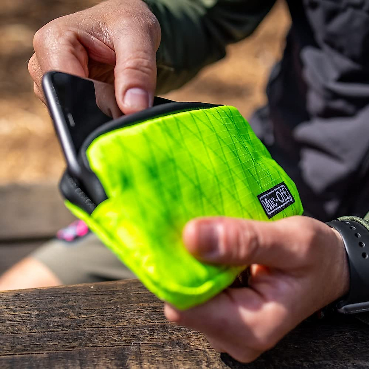 Muc-Off Rainproof Essentials Case, Hi-Vis - Bike Pouch, Cycling Phone Wallet with Zipper - Bike Accessories for Storing Phone and Bike Tools