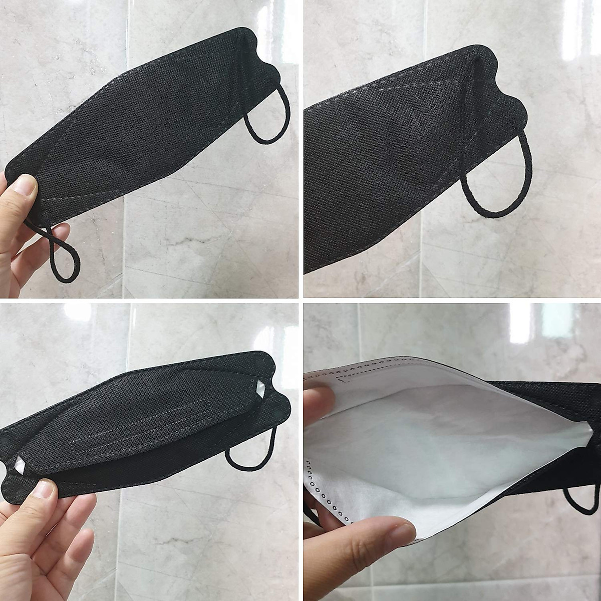 THEPURI (100 Count) BLACK KF94 Certified Protective Face Safety Mask, For Adults and Older Children, Individually Packaged, Made in South Korea - Good Manner