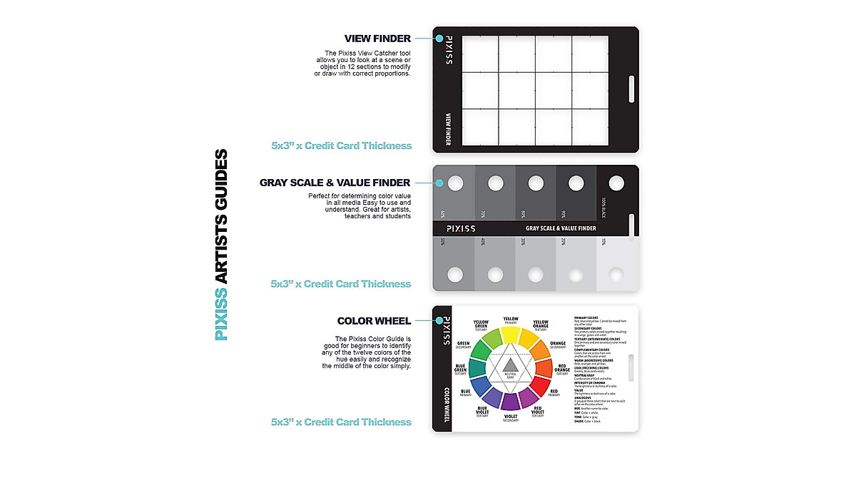 Artist Tools Set: Gray Scale, Color Wheel & View Catcher for Artists