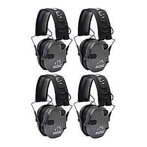 Walkers Razor Slim Electronic Shooting Muffs 4-Pack Bundle, Carbon Gray (4 Items)