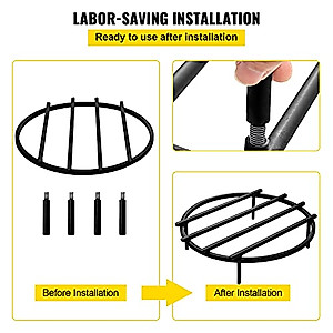 VEVOR Fire Pit Grate, Heavy Duty Iron Round Firewood Grate, Round Wood Fire Pit Grate 18", Firepit Grate with Black Paint, Fire Grate with 4 Removable Square Legs for Burning Fireplace and Firepits