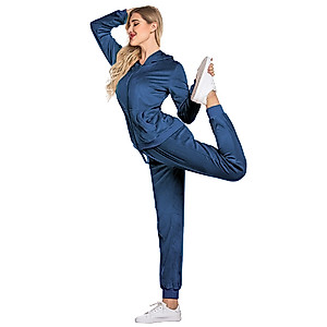 HOTOUCH Women's Sweatsuit Set Velour Hoodie Pocket Tracksuits jogging suits