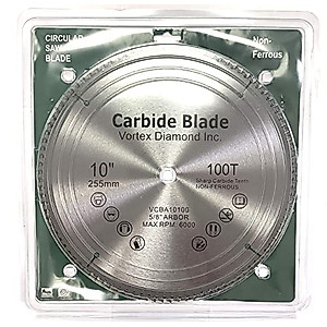 VORTEX DIAMOND VAB 10 Inch 100 Teeth TCT Non-Ferrous Metal Circular Saw Blade with 5/8" Arbor (10 Inch 100 Teeth)