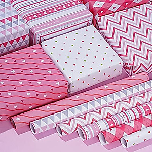 Wrapping Paper Sheets - Folded Flat Valentine Pattern Paper Pack Set Gift Wrap 27.5" x 19.7" Decorative Paper for Weddings,Valentine, Birthday, Romantic Gifts 8 Sheets