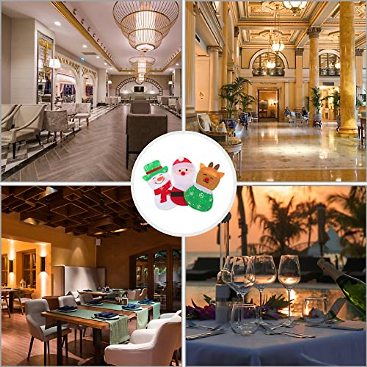 UPKOCH Christmas Silverware Holders Tableware Bag: 3Pcs Santa Snowman Reindeer Cutlery Suit Spoons Forks Pocket Holiday Utensil Bag Xmas Table Decorations