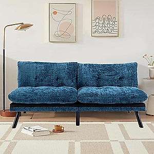 Anwick Futon Sofa Bed Convertible Futon Sleeper Couch, 71" Sleeper Sofa Bed with Adjustable Backrest, Modern Loveseat Couch for Compact Living Room, Apartment, Office (Blue)