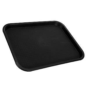 Food Service Tray, Professional Slip Resistant Fast Food Tray Safe Mellow Multi Purpose for Restaurant Canteen(Black)