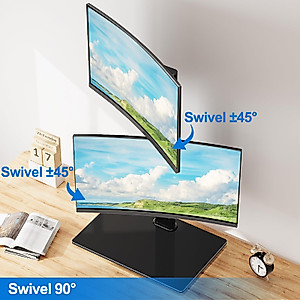ErgoFocus Vertical Dual Monitor Stand, Stack Two Computer Screens up to 32 inches Each, Free-Standing Monitor Desk Mount, Monitor Mount with Height Adjustment, Swivel, VESA Stand 75/100x100mm