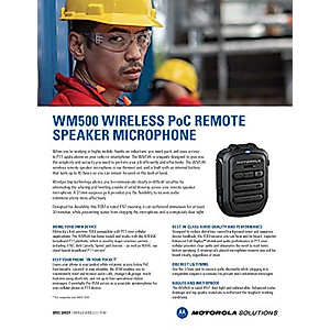 WM500 Bluetooth Remote Speaker Microphone Kit# PMMN4127 which Includes USB Charging Cable - Compatible with TLK100 & TLK150 PoC Two Way Radios - by Motorola Solutions