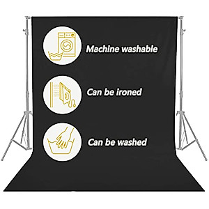 Black Backdrop，Black Photo Backdrop，Black Screen Photo backdrop10 x 10 feet Black Photo Background Polyester Fiber, Non-Reflective Edge Treatment to Prevent Tearing 4 Clips