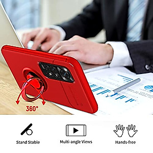 AKABEILA for Oppo A96 4G/Realme 9i/A36 4G/A76 4G/K10 4G/Realme 10T 5G Case Screen Protector Cover [with Tempered Glass Free] Carbon Fiber Silicone Bracket Phone Holder Shockproof Cases 6.59"