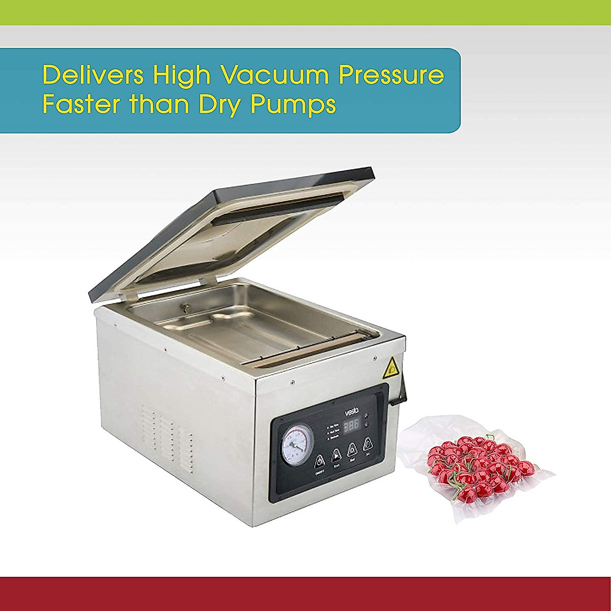 Chamber Vacuum Sealer by Vesta Precision - Chamber Vac C20v | High-Speed 1100-Watt Oil Pump | Extends Food Freshness | Sloped Chamber Design | Perfect for Commercial Kitchens