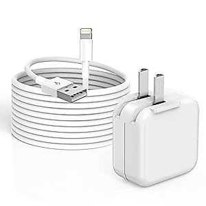 iPad Charger, [Apple MFi Certified] 10FT iPad Charger Cord, 12W iPad Charger Fast Charging Block Foldable Portable Travel Plug with Extra Long Lightning Cable Cord Compatible with iPad, iPhone, Airpod