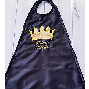 1st 2nd Birthday Satin Prince OR King Crown Cape black and gold