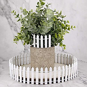 Prsildan 40 Inches Miniature Fairy Garden Fence, DIY Wood Picket Fence Mini Ornament for Dollhouse