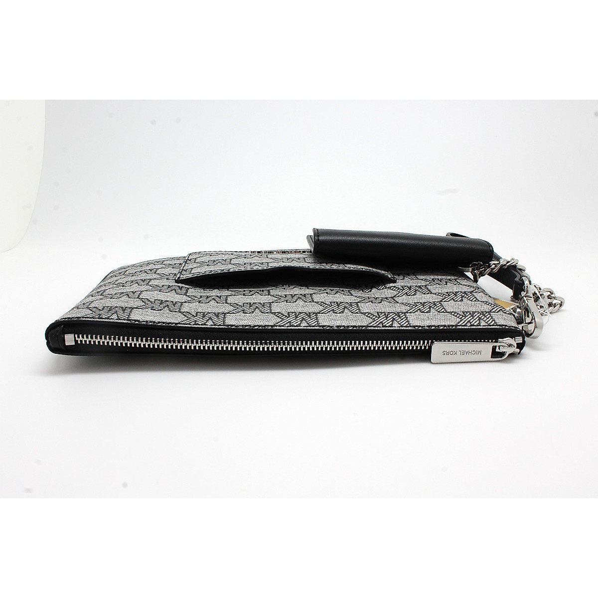 Michael Kors Jet Set Item Large 2 In 1 Card Case and Wristlet Clutch MK Signature (Black)