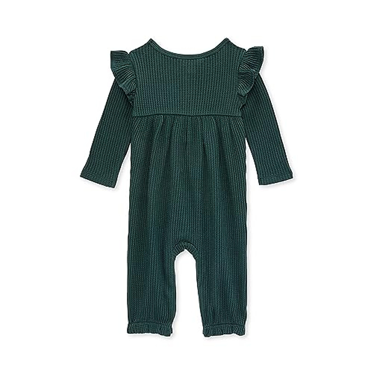 Burt's Bees Baby Baby Girls' Romper Jumpsuit, 100% Organic Cotton One-Piece Outfit Coverall, Green Ruffle, 6 Months