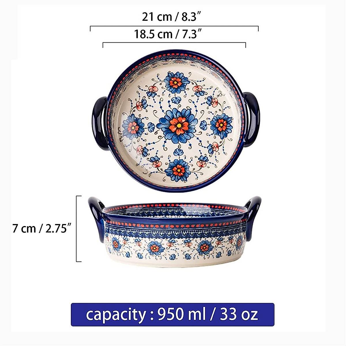 Large Serving Soup Bowl with Handles, Stackable Bowls for Soup, Cereal, Oatmeal, French Onion Soup Oven Microwave Dishwasher Safe (Color : Plum bossom)