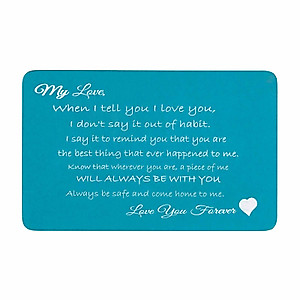 Personalized Text Engraving Wallet Insert Card (Turquoise Blue)