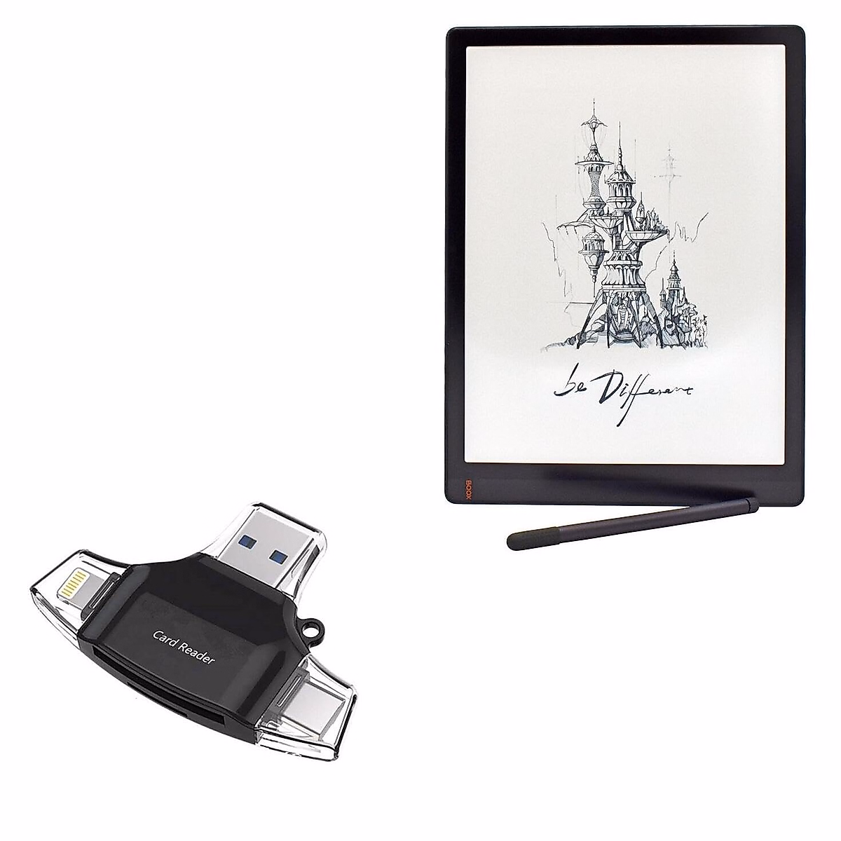 BoxWave Smart Gadget Compatible with Onyx BOOX Tab X - AllReader SD Card Reader, microSD Card Reader SD Compact USB - Jet Black