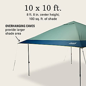 Coleman Oasis Pop Up Canopy, 10 x 10 Canopy Tent, Portable Shade Tent, Moss